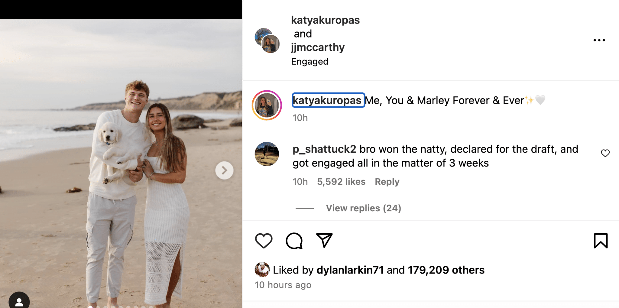 J.J. McCarthy gets engaged to longtime girlfriend Katya Kuropas [Photos ...