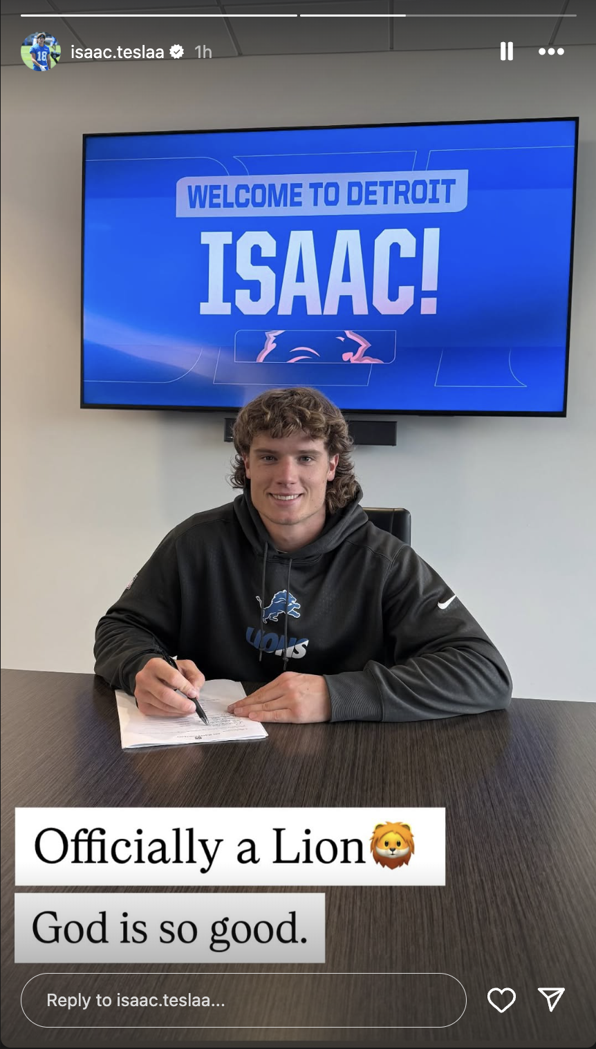 Isaac TeSlaa Signs Rookie Contract With Detroit Lions - Detroit Sports ...